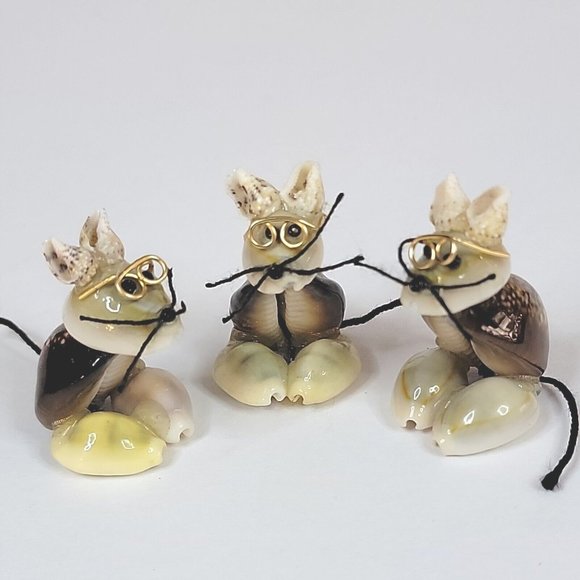 Accents | Adorable Shell Mice With Glasses Lot Of 3 2 Tall Whiskers And ...